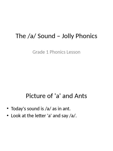 Grade 1 Phonics The A Sound Lesson Pdf