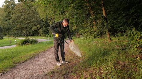Nice Man Picking Up Litter In Nature Stock Footage Video Of Social