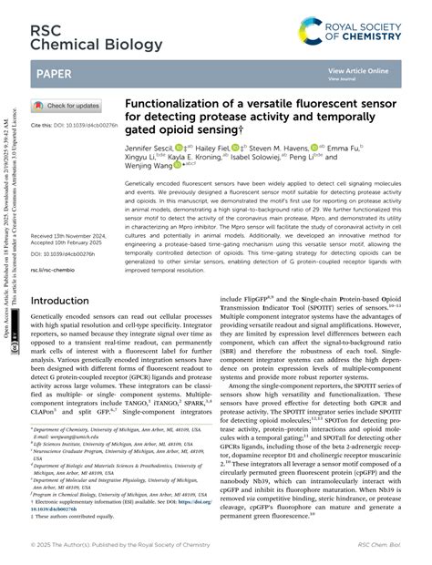 Pdf Functionalization Of A Versatile Fluorescent Sensor For Detecting Protease Activity And