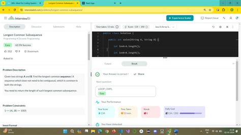 Scaler Challenge Longest Common Subsequence Jaydeep Kuber Posted On