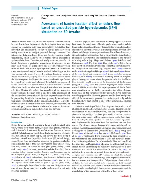 Pdf Assessment Of Barrier Location Effect On Debris Flow Based On Smoothed Particle