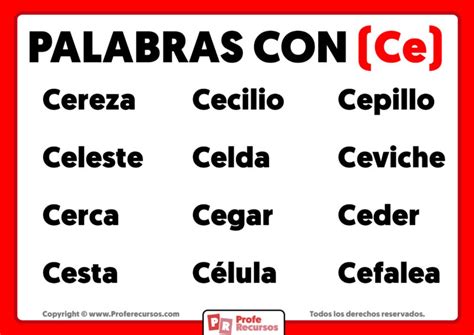 Palabras Con Ce Ejemplos De Palabras Con Ce
