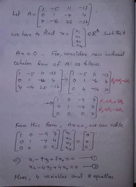 find all x in r that are mapped into the zero vector by the