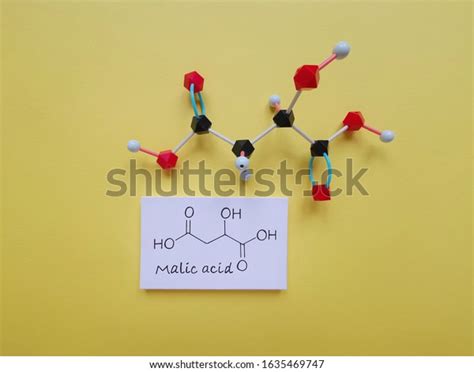Molecular Structure Model And Structural Chemical Formula Of Malic Acid Molecule The Main Acid