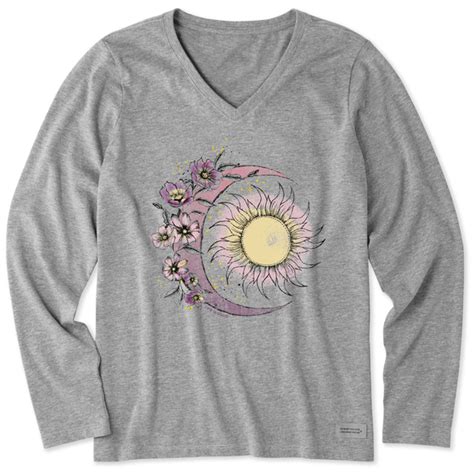 Womens Moon Flower Long Sleeve Crusher Vee Life Is Good® Official Site