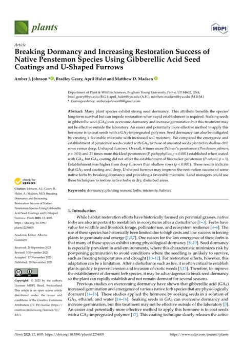 Pdf Breaking Dormancy And Increasing Restoration Success Of Native