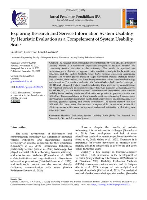 Pdf Exploring Research And Service Information System Usability By Heuristic Evaluation As A