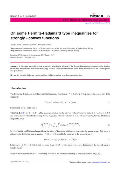 Pdf On Some Hermite Hadamard Type Inequalities For Strongly S Convex Functions