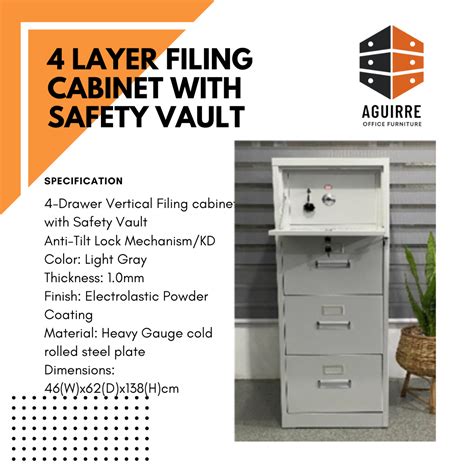 4 Layer Filing Cabinet With Safety Vault Aguirre Office Furniture