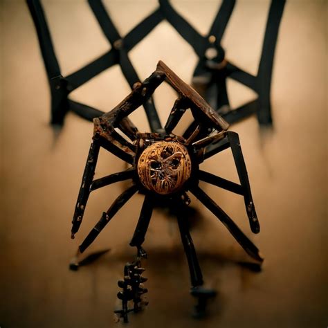 Premium Ai Image A Spider Made Of Rust And Metal Sits On A Table