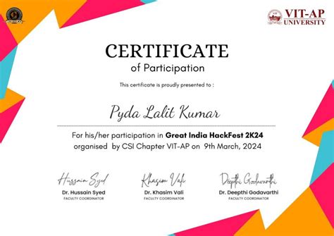 Pyda Lalit Kumar On Linkedin Participated In Great India Hackfest 2k24