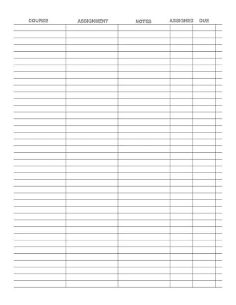 Minimal Printable Assignment Tracker Etsy