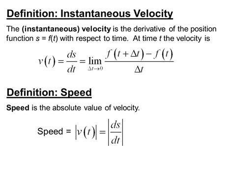 Instantaneous Speed Definition