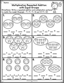 Multiplication As Repeated Addition Equal Groups Worksheets TPT