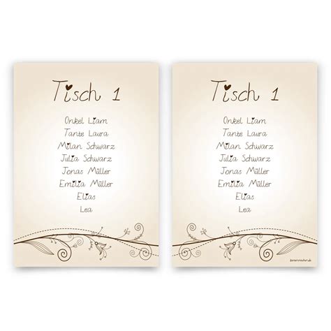 Sitzplan Zur Hochzeit Individuell Mit Ihrer Sitzordnung