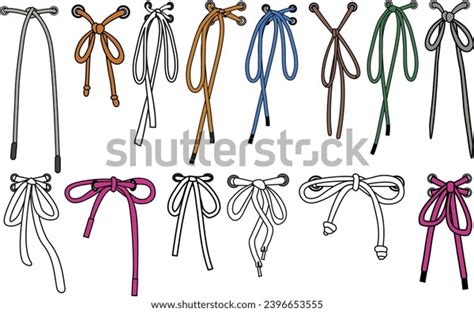 Drawstring Cord Flat Sketch Vector Illustrator Stock Vector Royalty