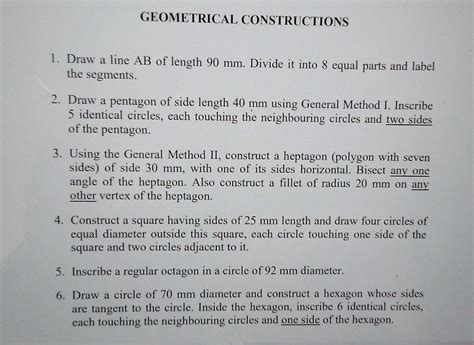 Solved GEOMETRICAL CONSTRUCTIONS Draw A Line AB Of Length Chegg Com