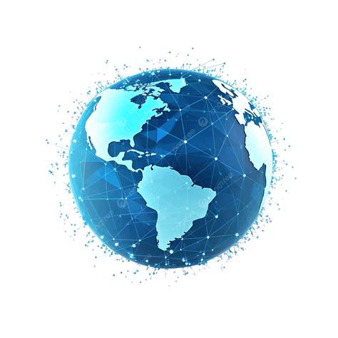 Modern Earth Globe With Network Grid And Particles Connected Isolated Global Network Connection
