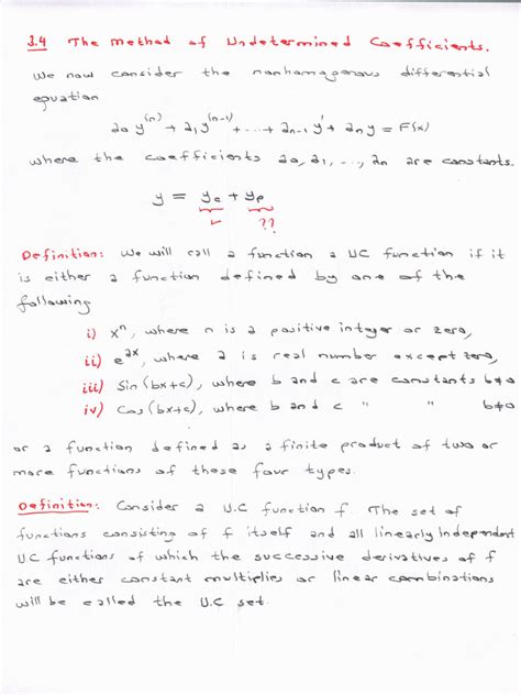 4 The Method Of Undetermined Coefficients Pdf