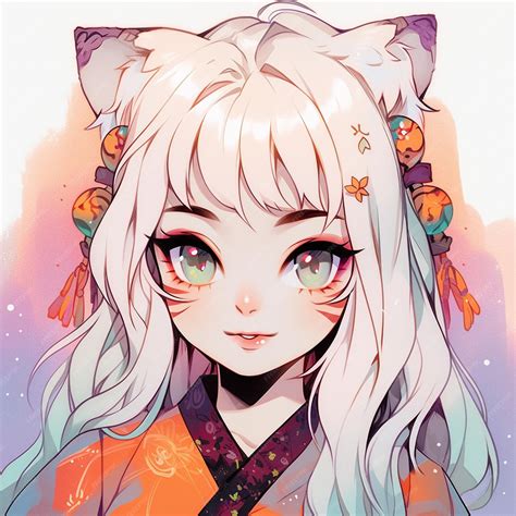 Premium Photo Anime Girl With White Hair And Cat Ears Wearing A