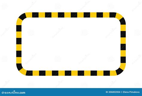 Warning Rectangle Frame With Yellow And Black Tape Barricade Lines