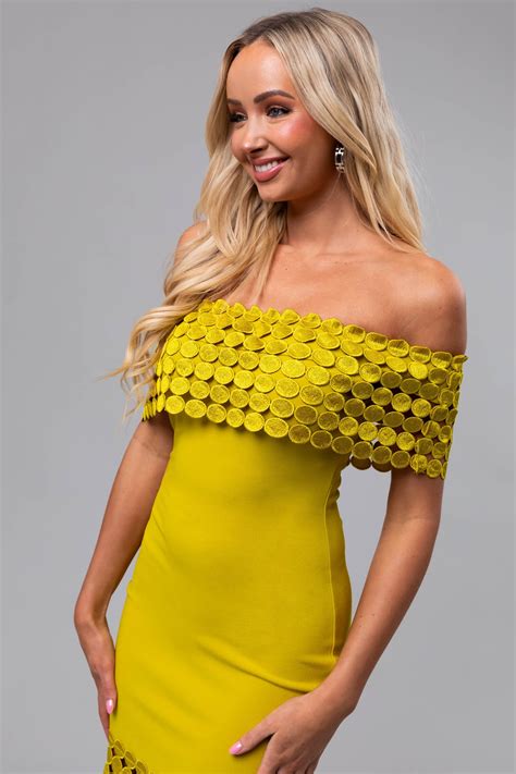 Key Lime Off Shoulder Circle Crochet Midi Dress Lime Lush Boutique