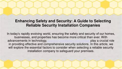 Ppt Enhancing Safety And Security A Guide To Selecting Reliable