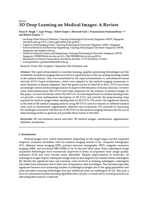 2020 Singh 3d Deep Learning On Medical Images Pdf Artificial Neural Network Deep Learning
