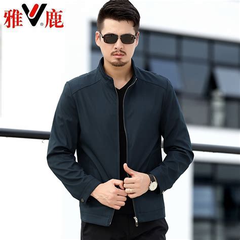 雅鹿新款春秋男装外套中年男士立领30 40 50岁商务休闲纯色薄夹克优衣库123456789