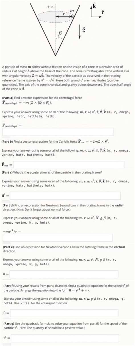 Solved A Particle Of Mass M Slides Without Friction On The Chegg