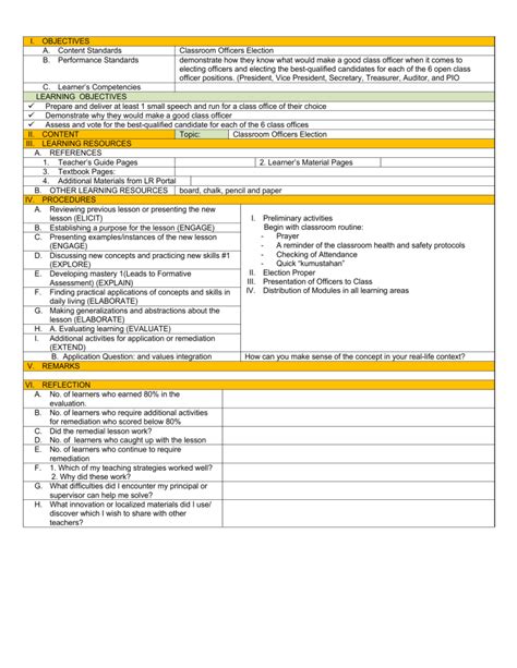 Classroom Officer Election Lesson Plan