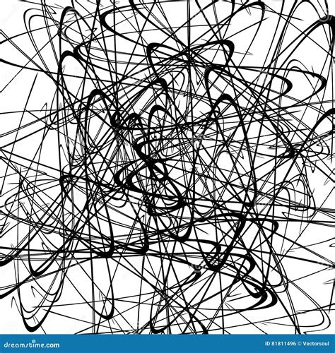 Chaotic Random Curved Lines Abstract Artistic Pattern Background Stock Vector Illustration