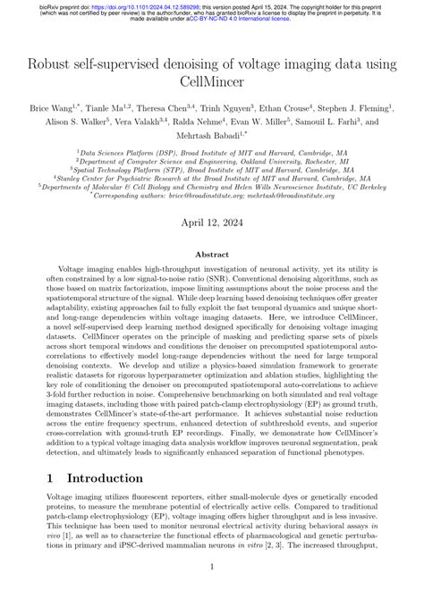 Pdf Robust Self Supervised Denoising Of Voltage Imaging Data Using Cellmincer