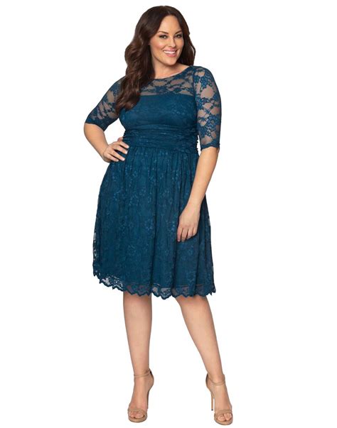 Kiyonna Womens Plus Size Luna Lace Cocktail Dress