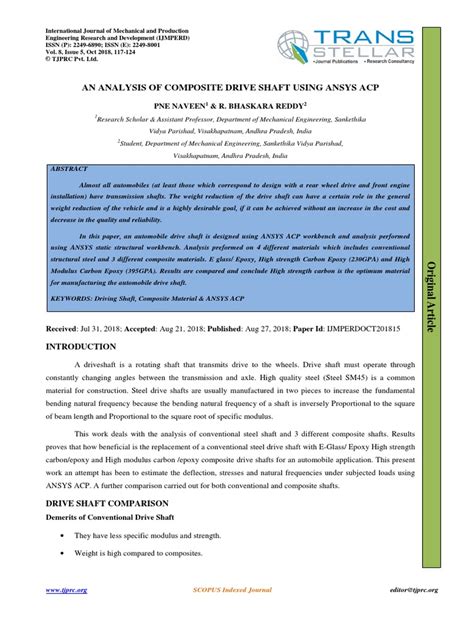 An Analysis Of Composite Drive Shaft Using Ansys Acp Pdf Strength