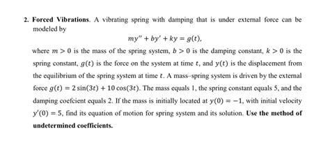 Solved Forced Vibrations A Vibrating Spring With Damping