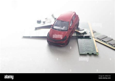 Cpu Chip And Semiconductors With Car Toy Global Car Chip Shortage