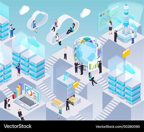 Big Data Isometric Composition Royalty Free Vector Image