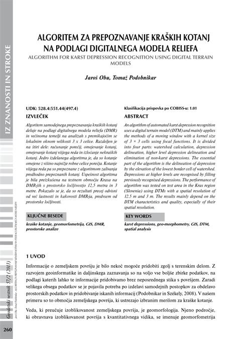 Pdf Algorithm For Karst Depression Recognition Using Digital Terrain Models