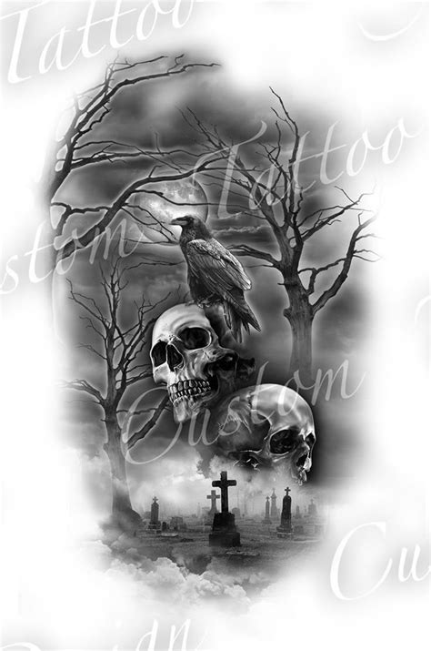 Graveyard Tattoo Drawing