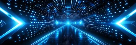 abstract dark blue and neon technology background premium ai