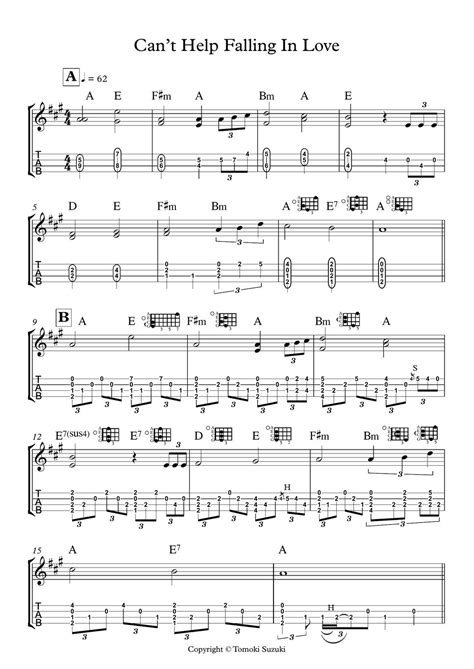 Elvis Presley Cant Help Falling In Love Sheet By Tomoki Suzuki