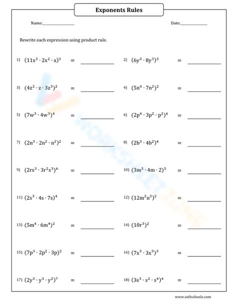 Free Exponents Rules Worksheets Homeschool Den Worksheets Library